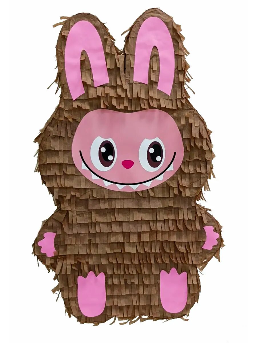 Пиньята Зайчик Лабубу коричневый, без наполнения и биты для разбивания