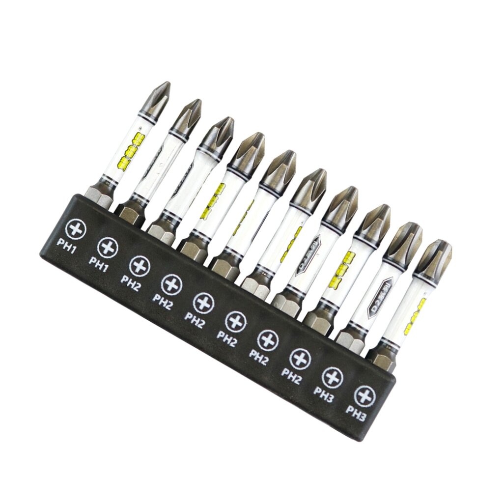 Набор бит TriangleBit (10 шт, магнитная головка длиной 1 дюйм) Магнитная бита для отвертки TriangleHead, сталь, шестигранный хвостовик 1/4 дюйма