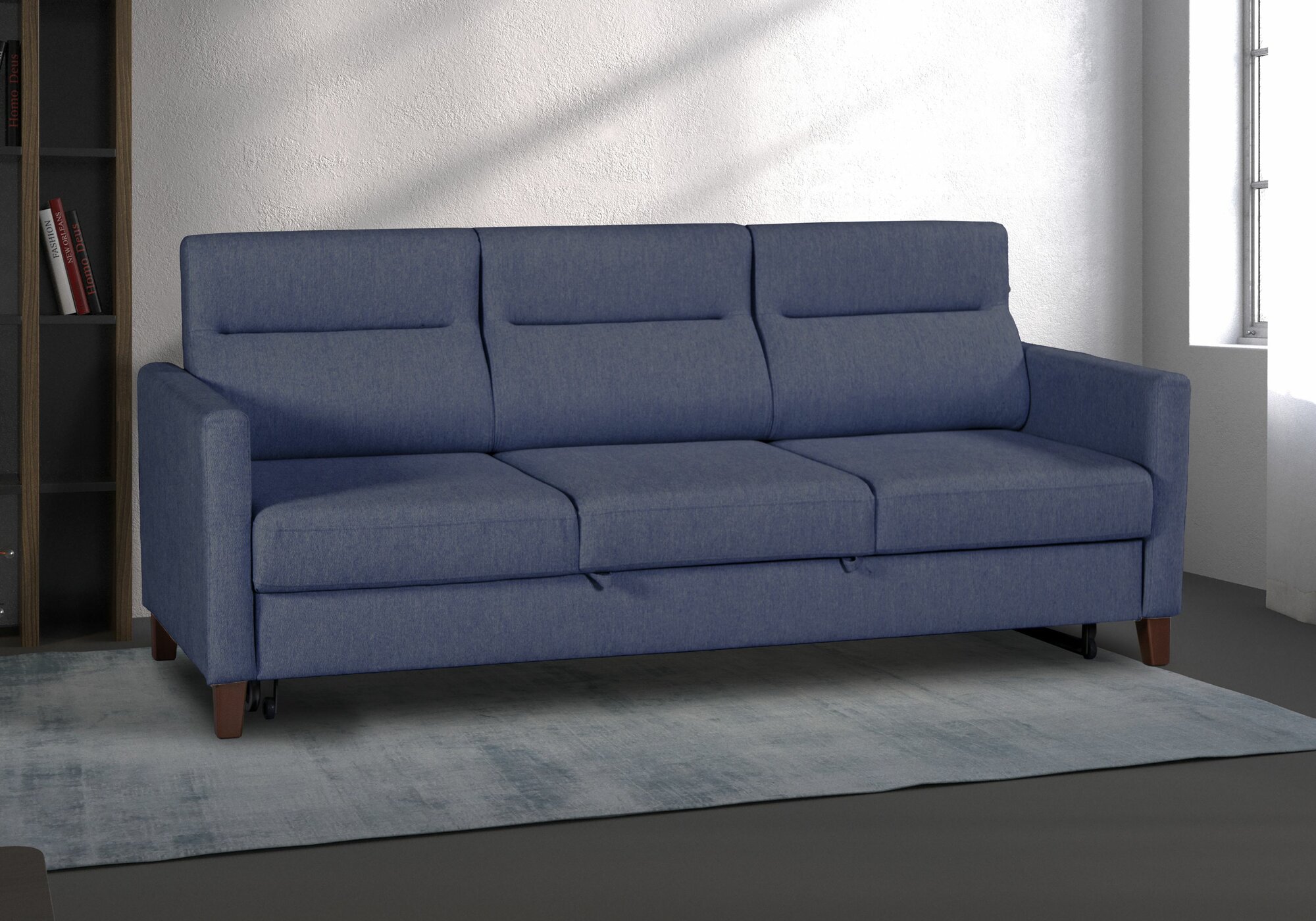 Nova Прямой диван Марсель БД, механизм Дельфин, 223х90х99 см, синий