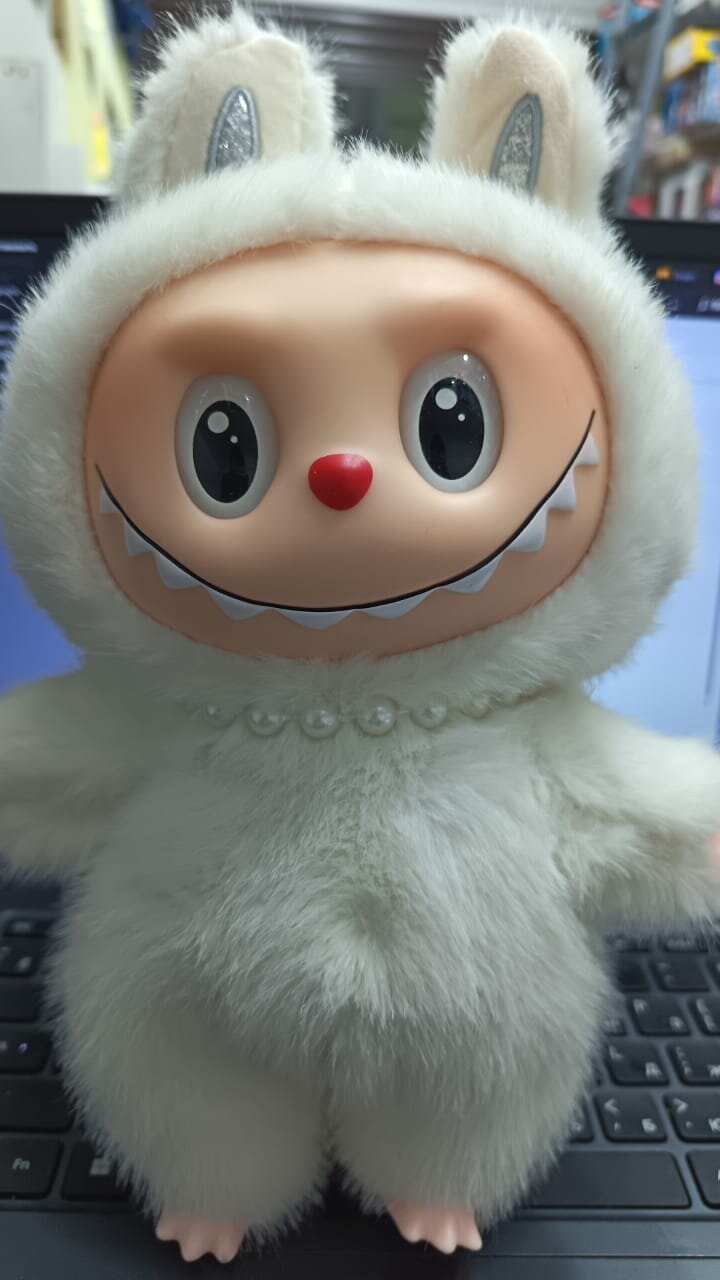 Большая мягкая игрушка коллекционная лабубу LABUBU белый 30 см