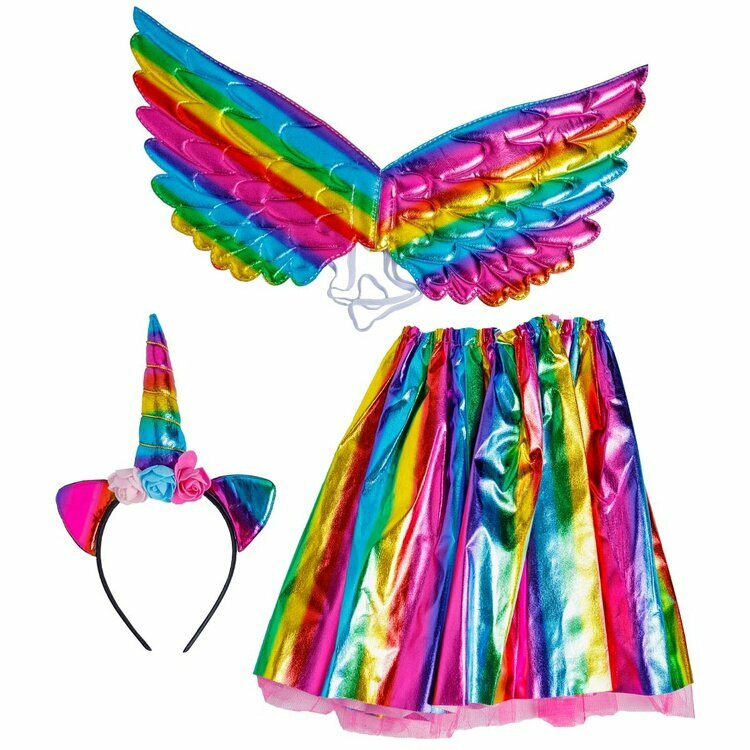 Комплект карнавальный КНР Единорог радужный, детский, юбка-пачка, ободок, разноцветные крылья