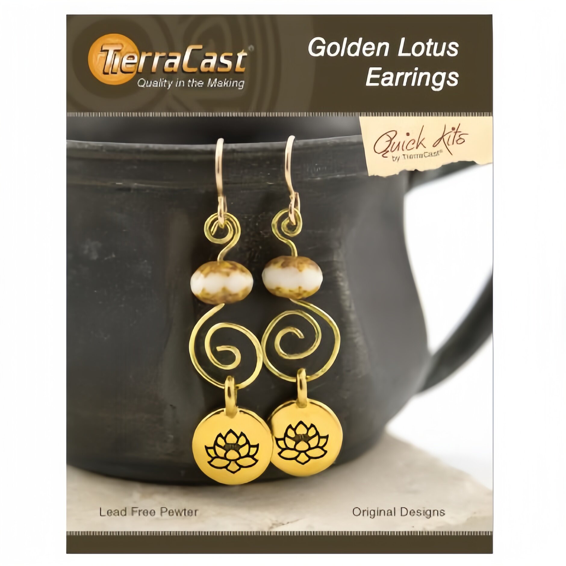 Набор для сборки украшения, 55мм, TierraCast, серьги Golden Lotus, позолоченные, 1 шт.
