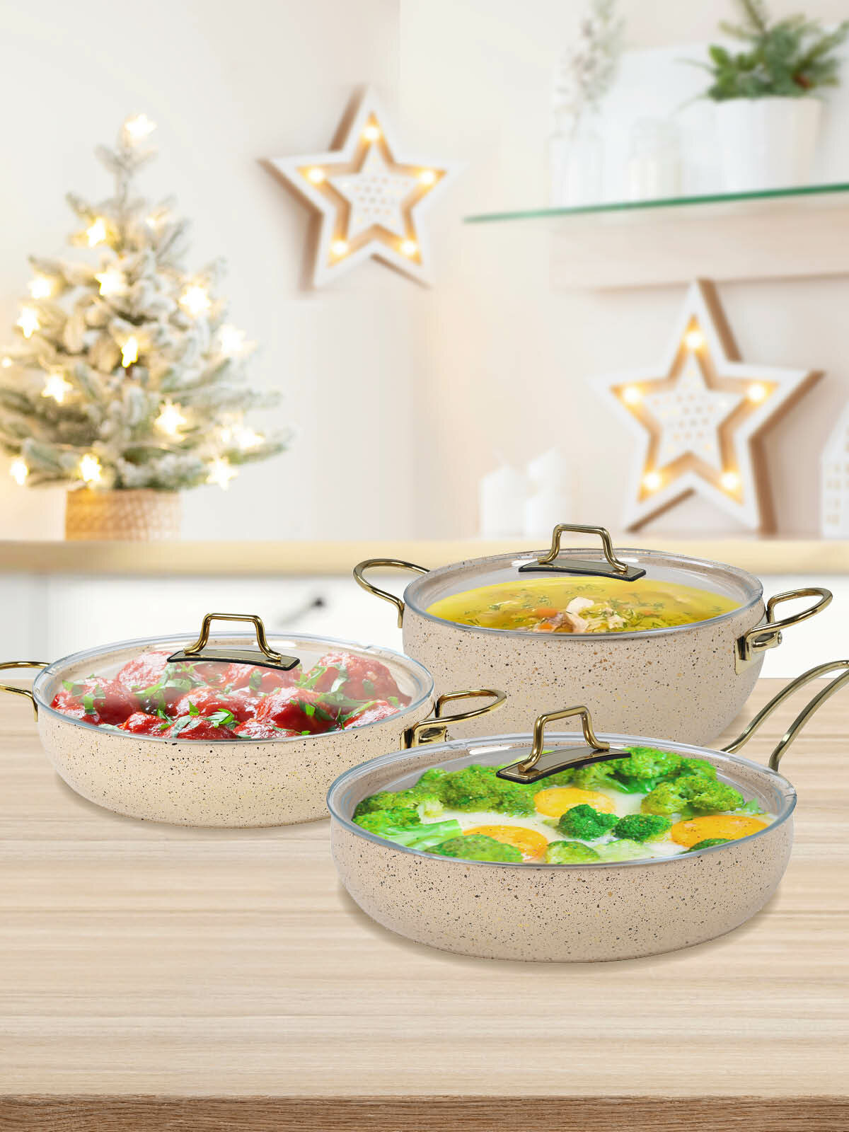 Набор посуды Oursson CS2606-2A/CR (Кремовый)