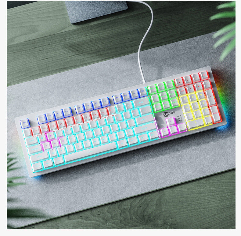 GK307 Белая металлическая механическая клавиатура с RGB-подсветкой, 108 клавиш, переключателем Cherry MX Blue для игр и