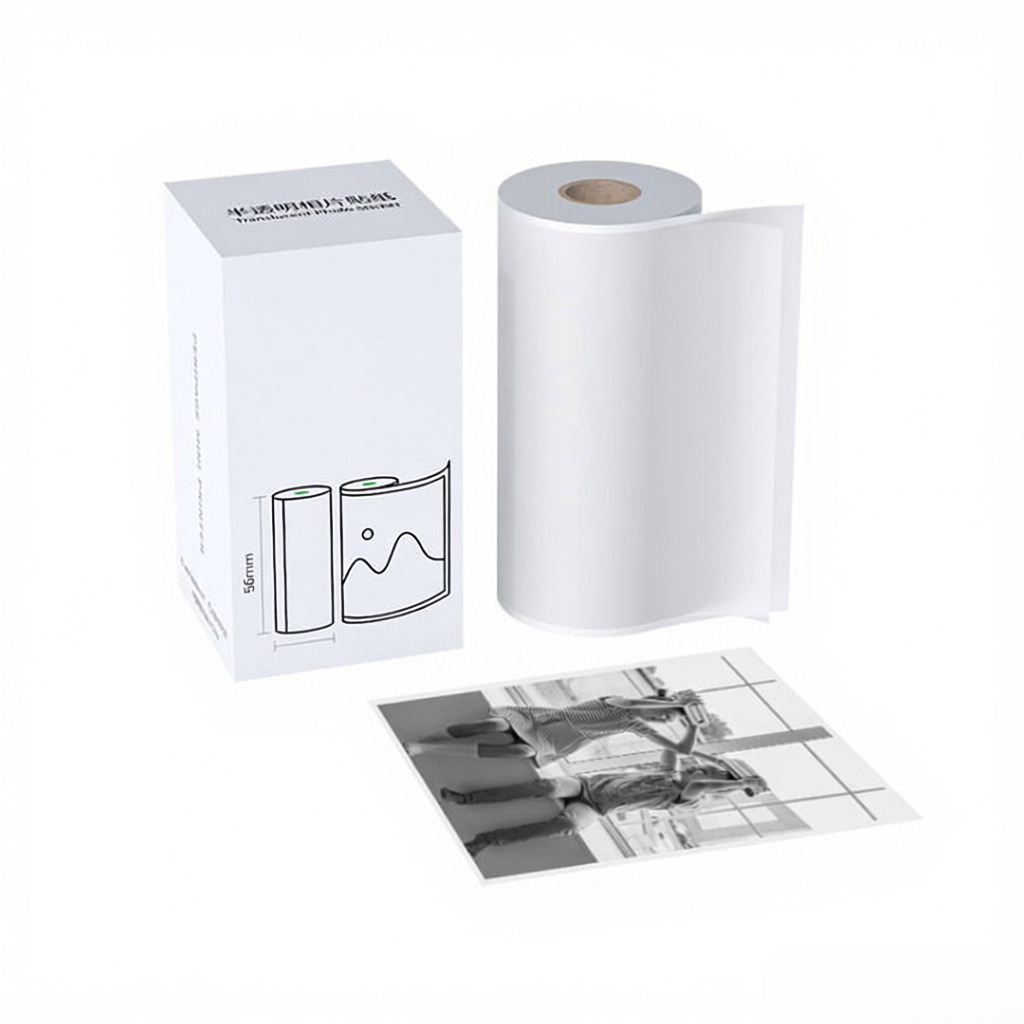 PeriPage 56 x 30mm Translucent Photo Sticker Adhesive Thermal Paper Roll Sticky Paper Waterproof Oil-proof Friction-proof for PeriPage A6/A8/A9/A9s/A9 Pro/A9 Max/A9s Max Mini BT Pocket Thermal Mobile Printer 1 Roll