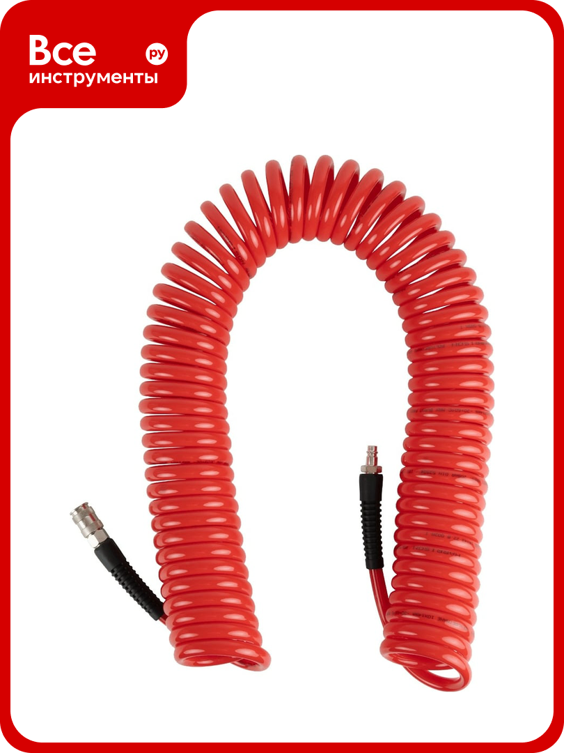 Шланг пневматический спиральный с БРС 10 м, 8x12 мм Harrison из полиуретана, со рапид‑соединением, для воздушных систем