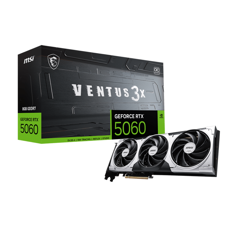 Видеокарта GeForce RTX 5060 8G VENTUS 3X OC (MSI GeForceRTX50608GVENTUS3XOC)