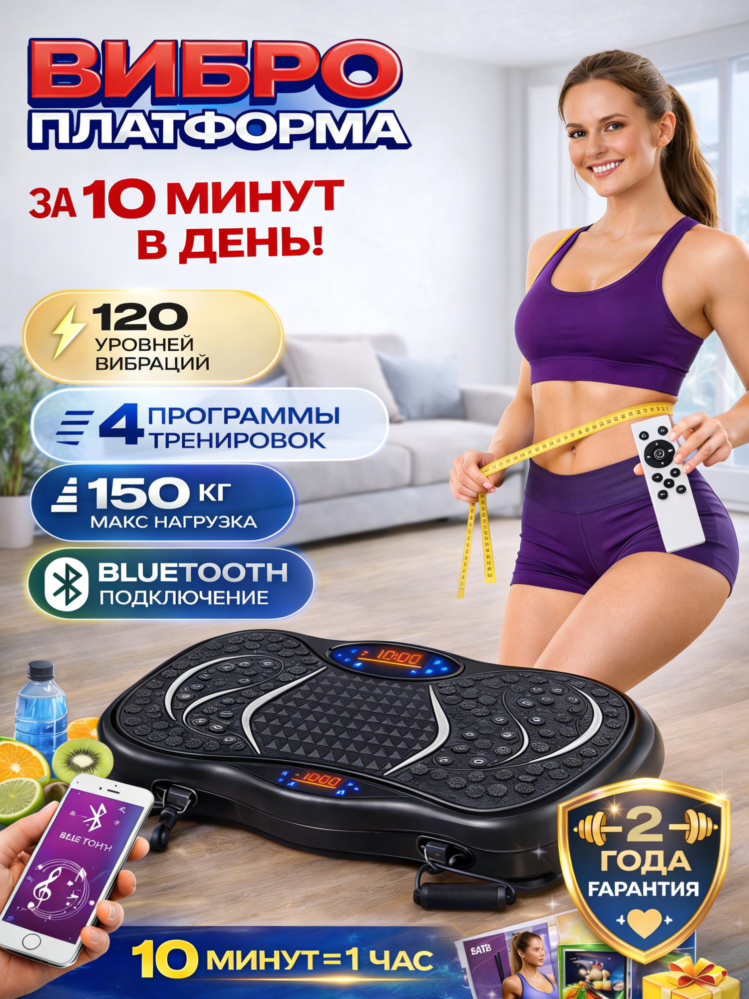 Виброплатформа тренажер для похудения, кардио, степпер для ног, антицеллюлитный, нагрузка 150 кг