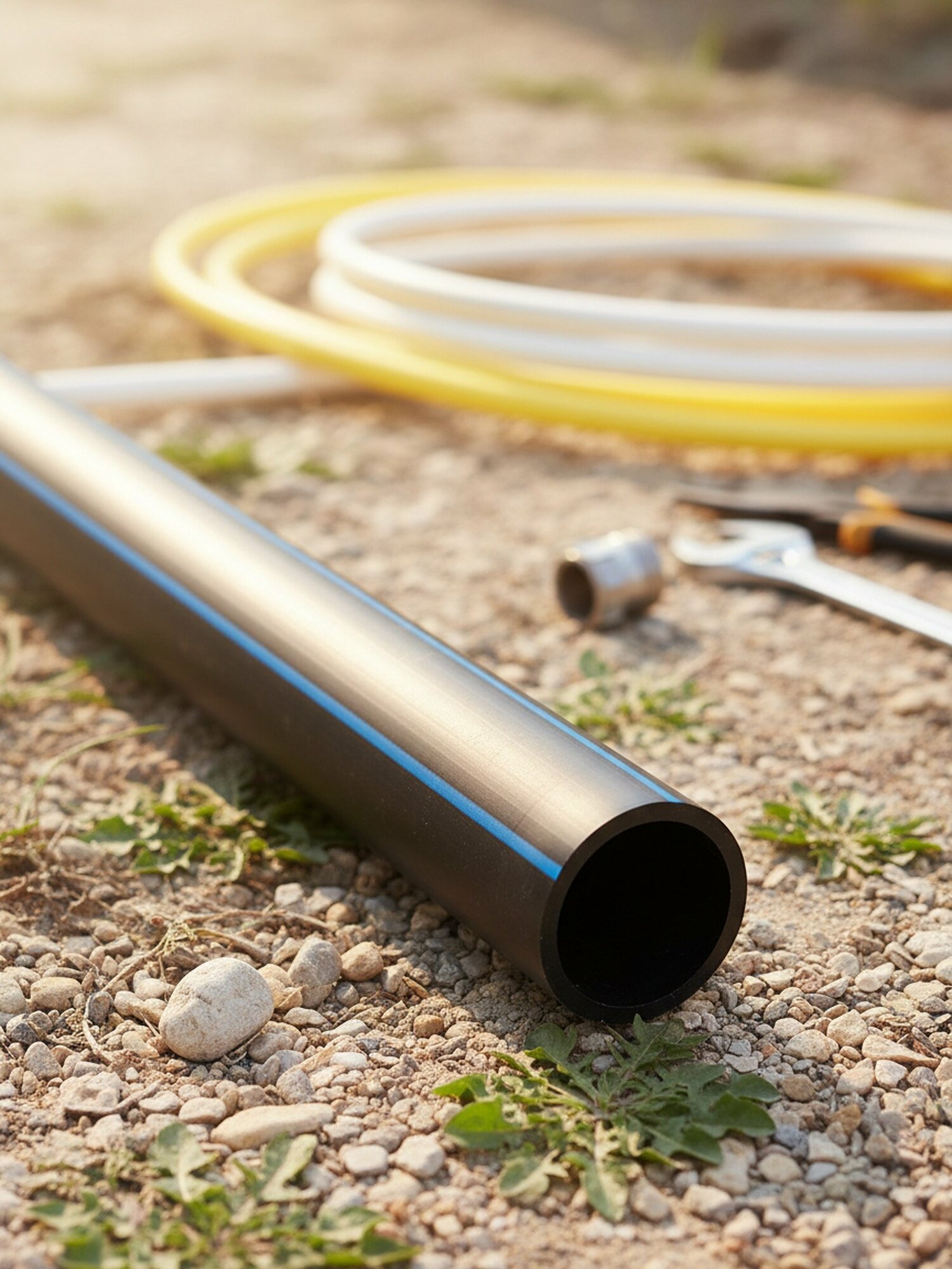 ПНД труба Cyklon d25х2.3 мм, 100 м, питьевая с синей полосой, ПЭ100 для холодного водоснабжения, SDR 11, 16 бар, Россия