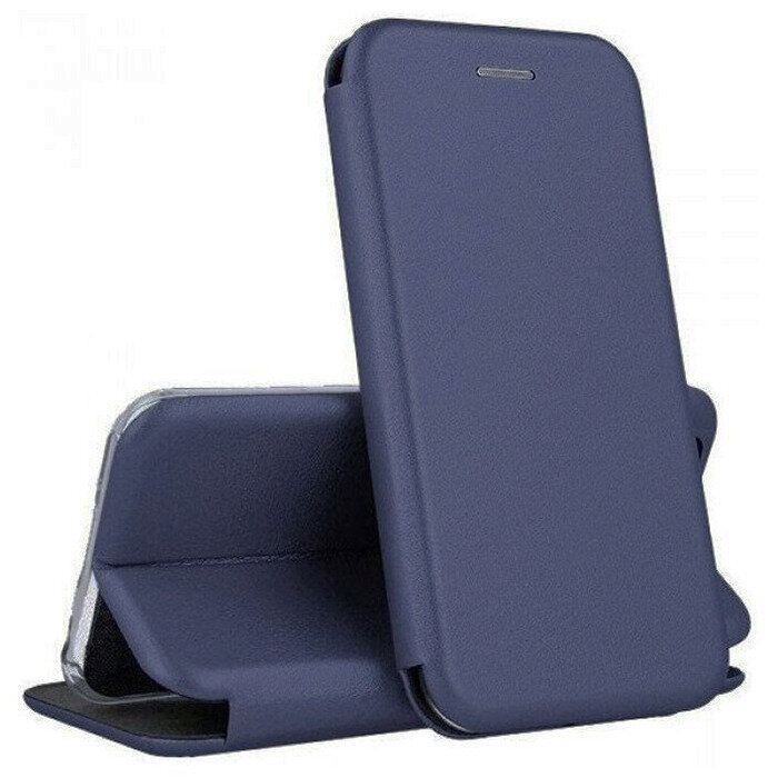 Чехол книжка Folio, кожаная для смартфона Xiaomi Redmi 9, темно-синий
