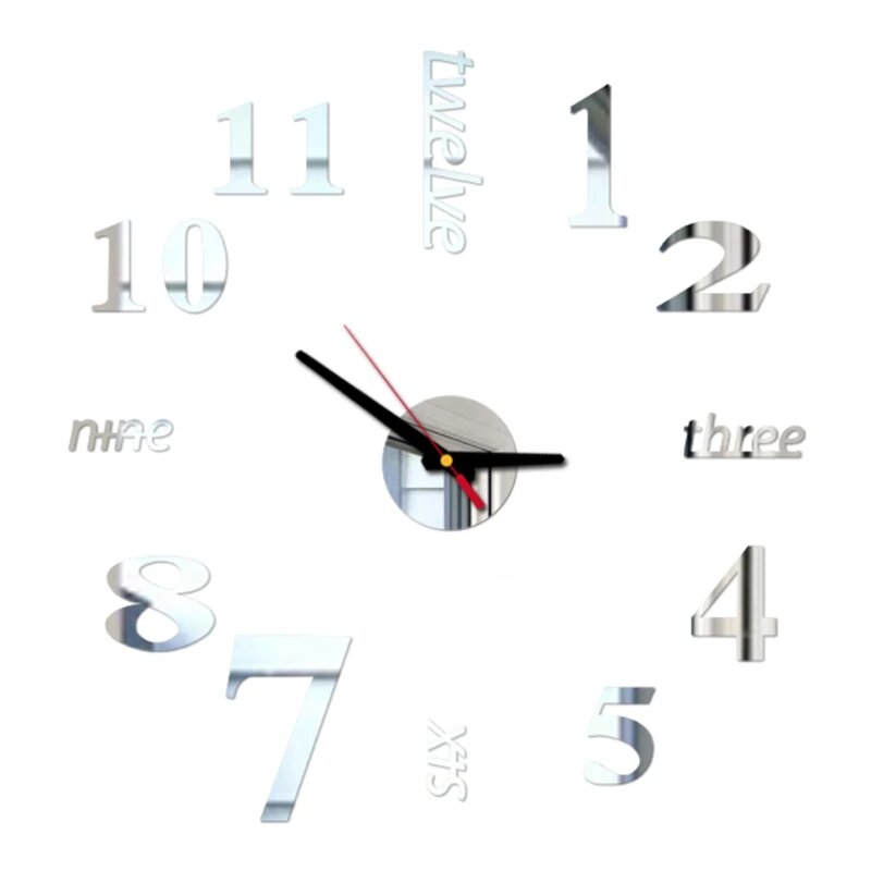 Цифровые настенные часы Horloge Murale серебристые Silver A