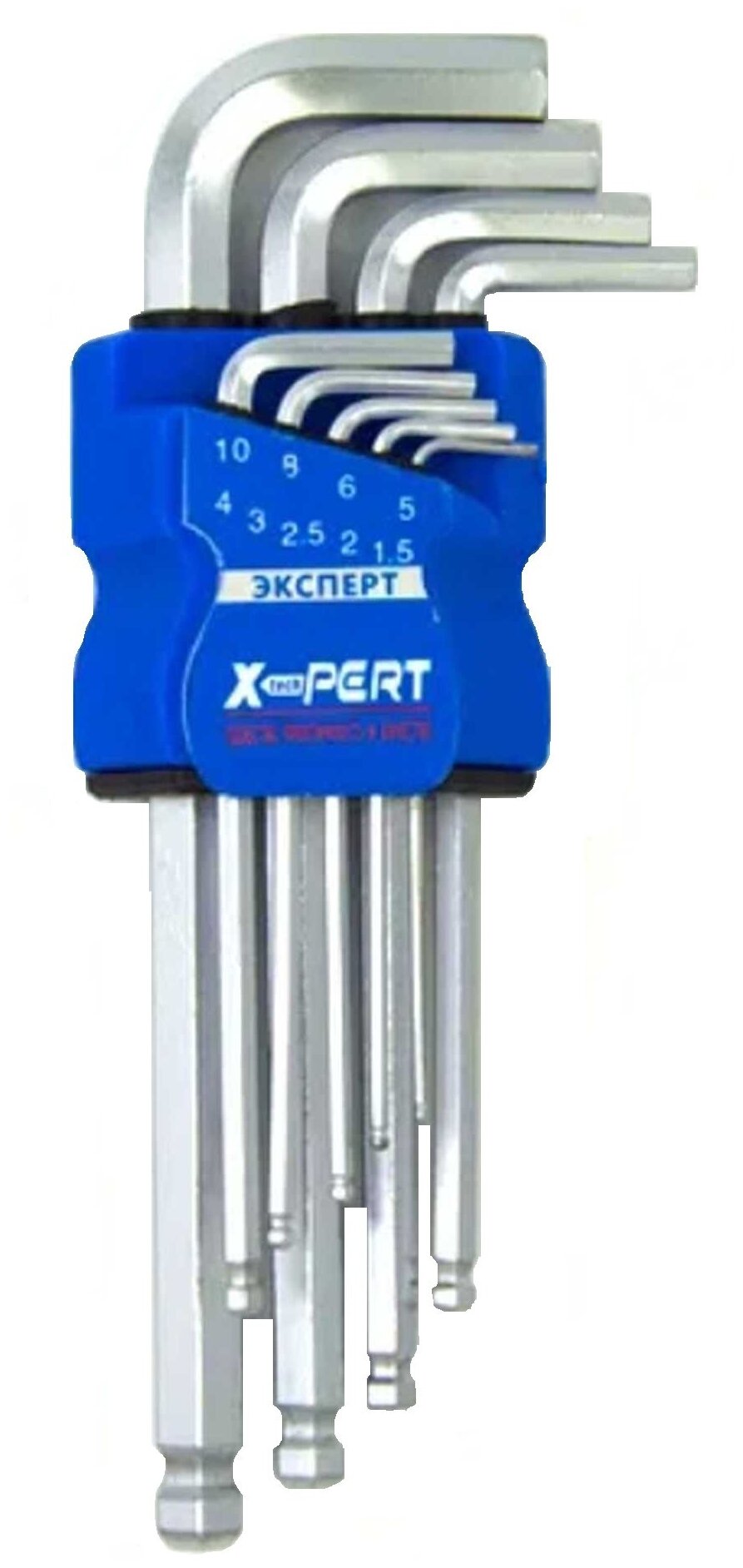 Набор шестигранных ключей, имбусовых с шарообразной головкой, 9шт, средняя длина