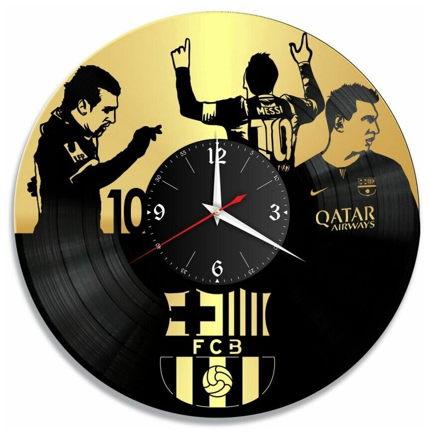 Часы из винила Redlaser "ФК Барселона, герб клуба, номер 10 Месси" VW-12158-1