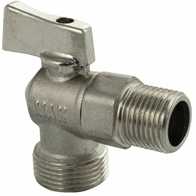 Кран шаровой МАК 098 сатин универсальный угловой под ключ 1/2"х3/4"