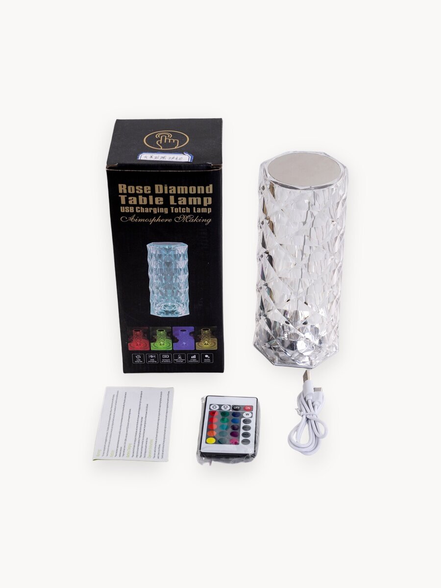 Настольная лампа, сенсорная, многофункциональная,16 цветов свечения."Роза"