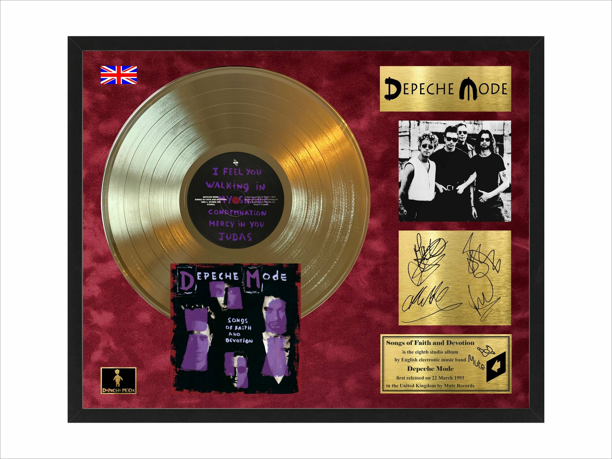 Depeche Mode золотой винил в рамке