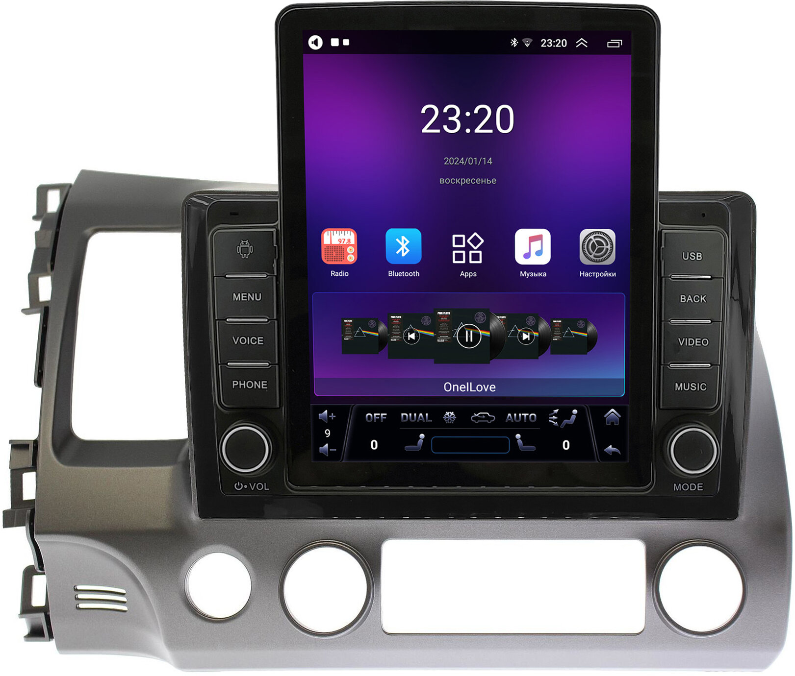 Штатная магнитола Honda Civic 8 4D 2005-2012 (левый руль, седан) Canbox GTR095-10-063 Android 10 (QLed, 4/64, DSP, CarPlay)