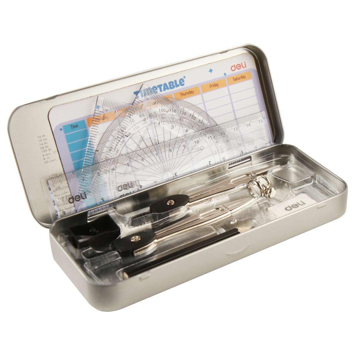 Готовальня 9 предметов, 115 мм, металл, металлический футляр