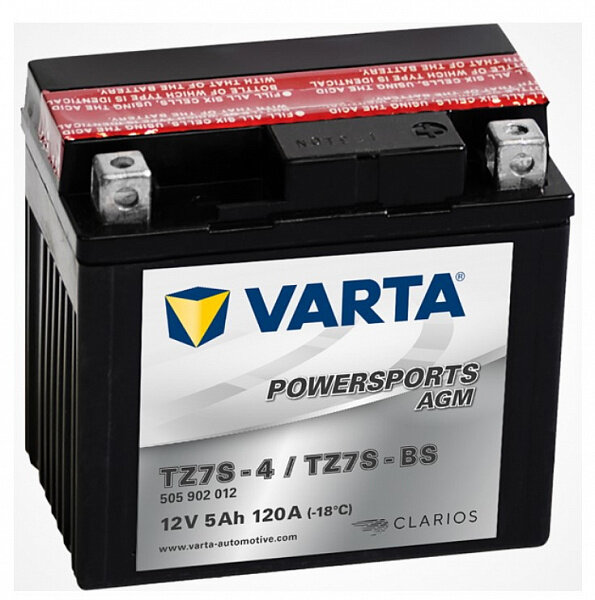 Аккумулятор мото Varta Powersport AGM 505 902 012 (TZ7S-4, TZ7S-BS) 113x70x105