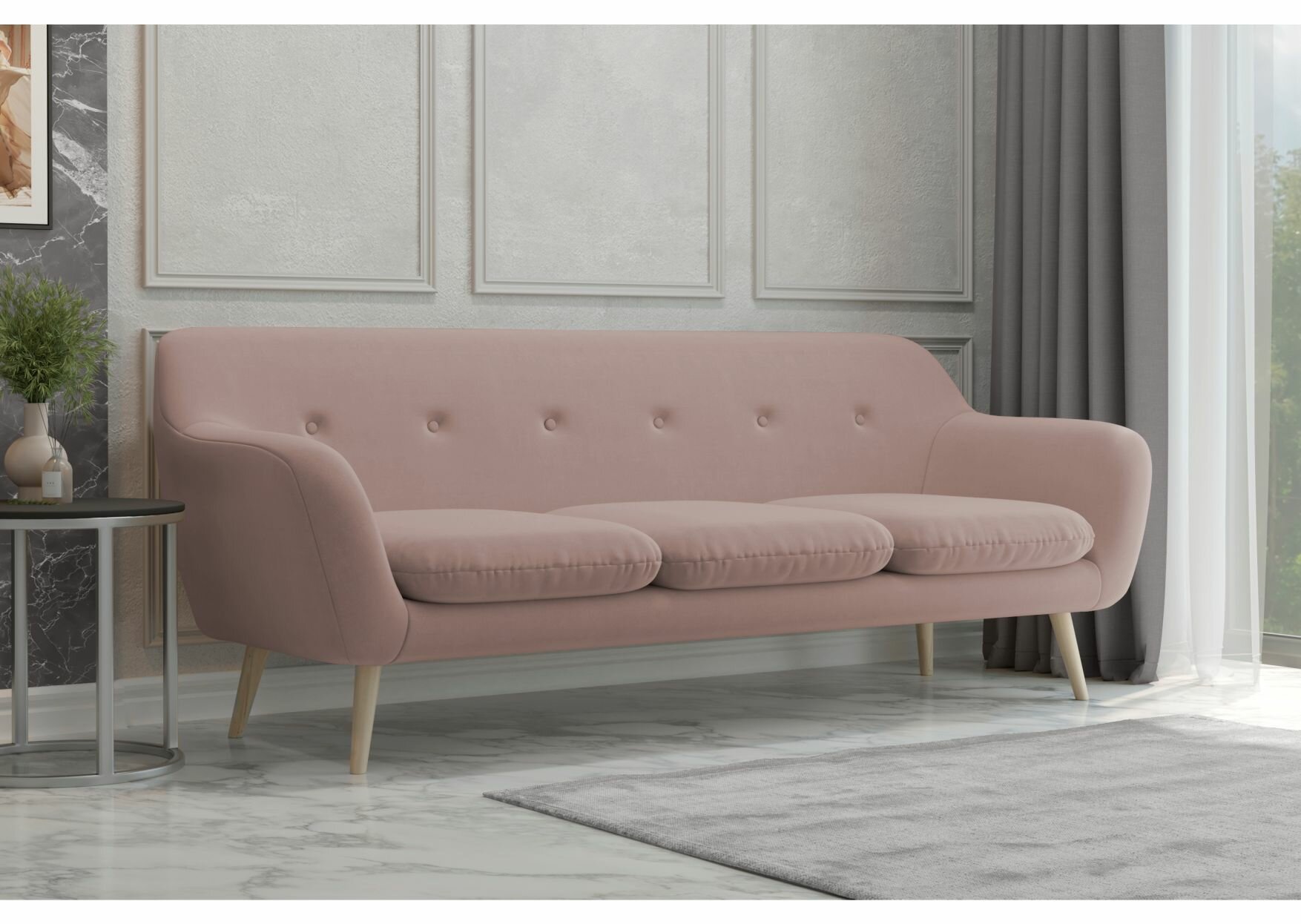 Диван прямой нераскладной Дайсон трехместный в цвете светло-коричневый (LATTE)