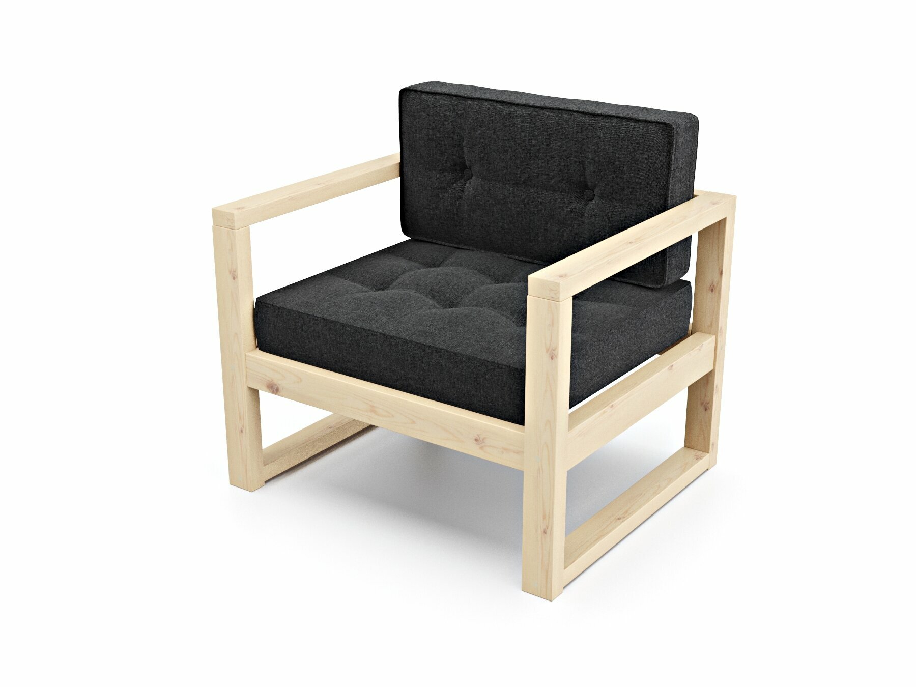 Садовое кресло Arsko Астер-С, черное-сосна, рогожка, деревянное, мягкое, для дачи, для кафе и бара, на веранду, в террасу