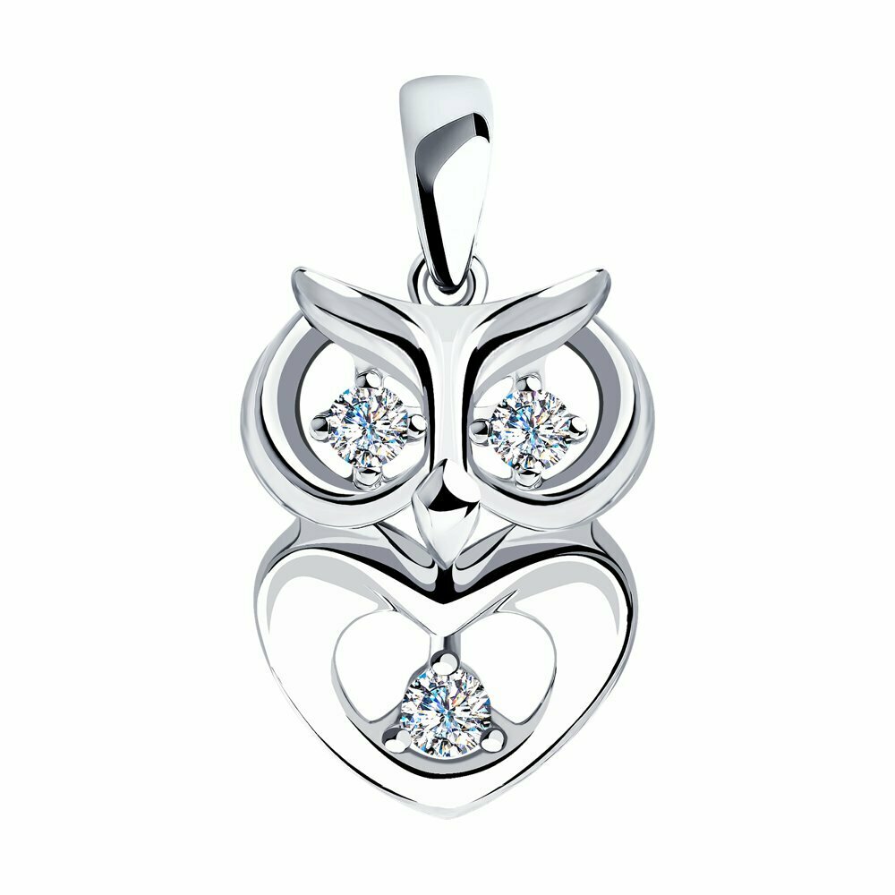 Подвеска, серебро, 925 проба, родирование, фианит