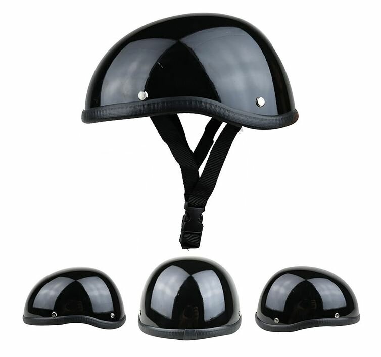 Мотоциклетная каска(половинка) "Gloss Phantom", цвет черный глянцевый