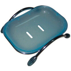 Мыльница LEDEME L334 настольная, голубая, пластик с хромированными ножками