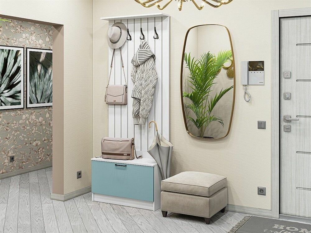 Комплект для прихожей 01 Серо-Голубой/Белый