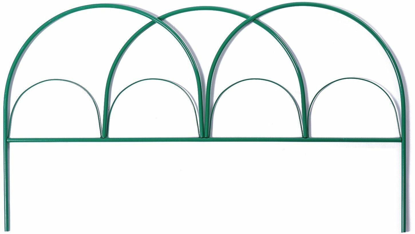 Ограждение декоративное "Парашют" для клумб и грядок из металла, заборчик-бордюр садовый для дачи и сада, 50 х 425 см, 5 секций, цвет зеленый