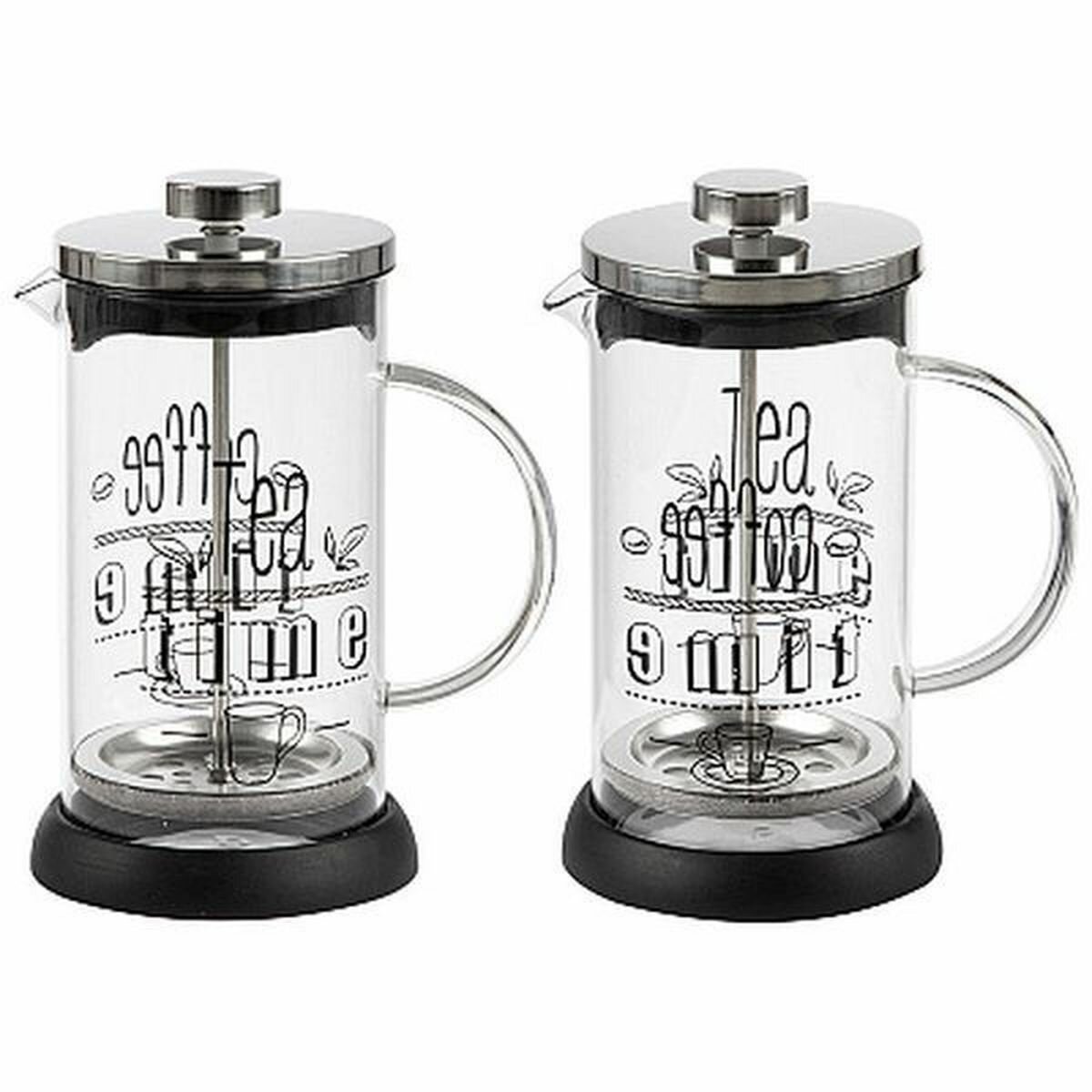 Чайник/кофейник (кофе-пресс) MOMENTO 350 мл из боросиликатного стекла с надписью на корпусе