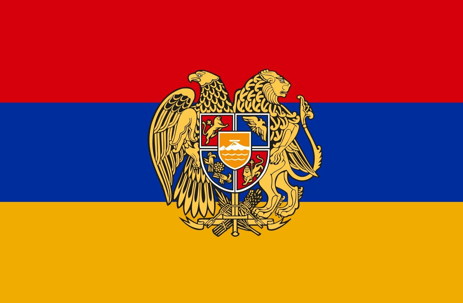 Флаг Армения с гербом 90х135 см Большой