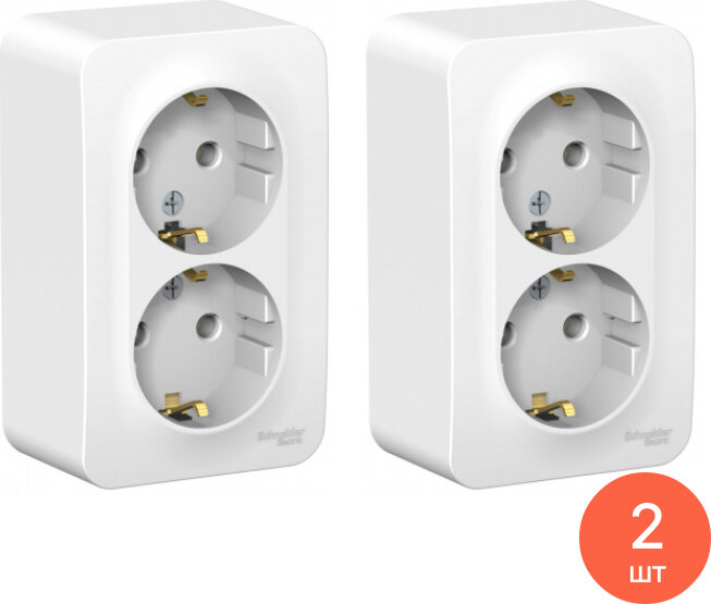 Розетка силовая штепсельная Systeme Electric / Систем Электрик BLANCA, 16А 250В IP20 белый, с заземляющим контактом и изолирующей пластиной BLNRA010211 / электрооборудование (комплект из 2 шт)