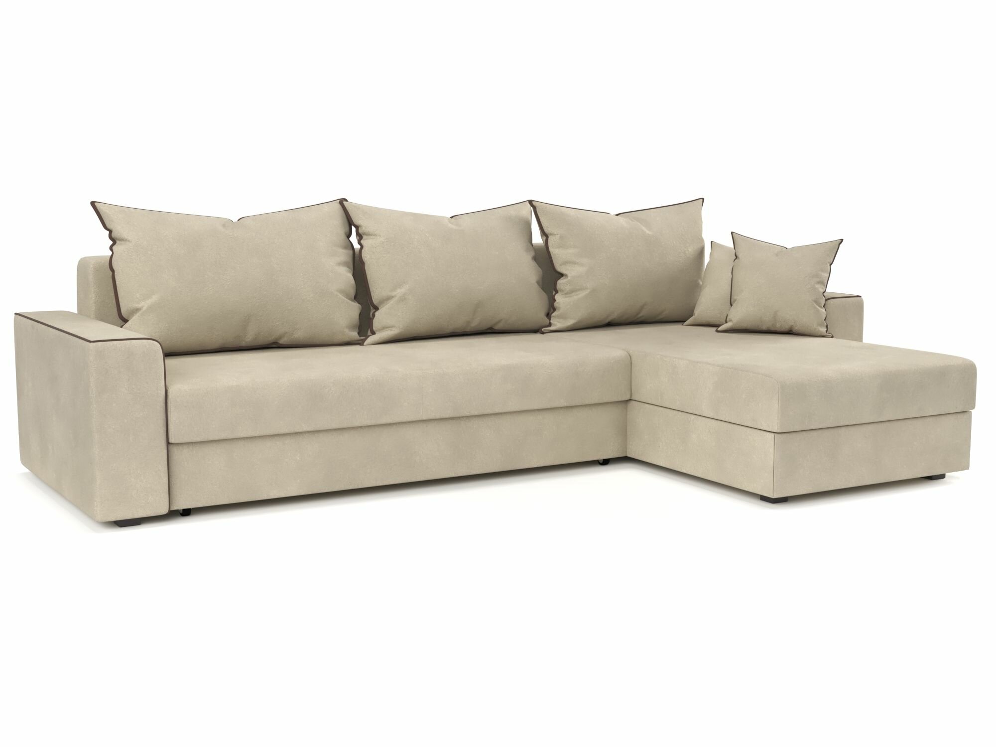 Угловой мягкий диван Soft Element Джепсон Soufle правый, флок, стиль лофт, в гостиную, современный, в зал, с подушками