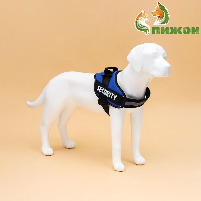 Шлейка К9, размер XL, ОГ 80-95 см, вес 30-45 кг, мягкая, светоотражающая, синяя