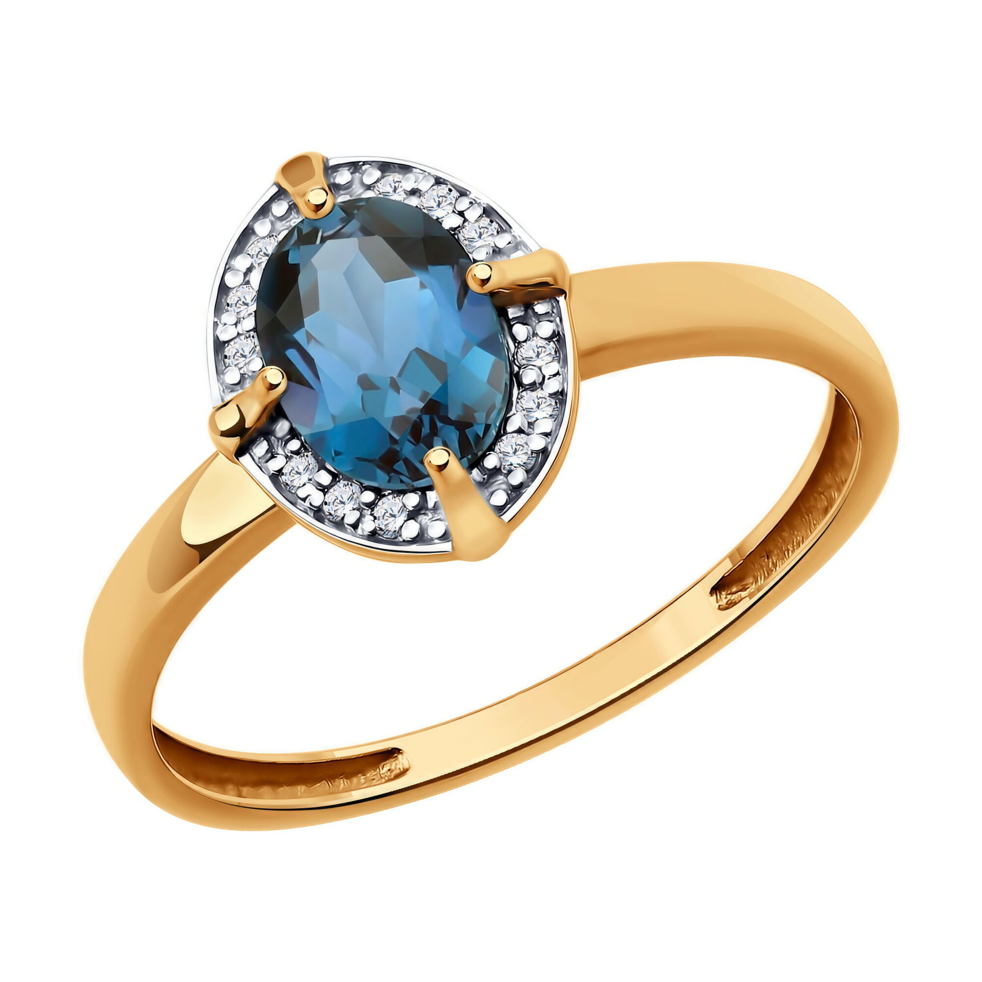 Кольцо, красное золото, 585 проба, бриллиант, александрит