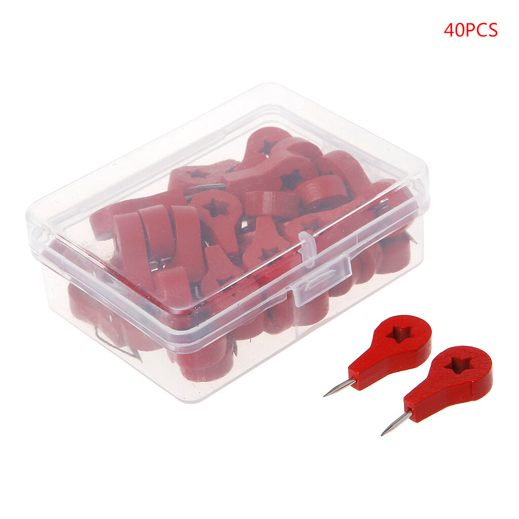 40 Шт Маркеры Для Карты Деревянный Рисунок Фото Настенные Шпильки Пробковая Доска Булавки Канцелярская Кнопочка Гной