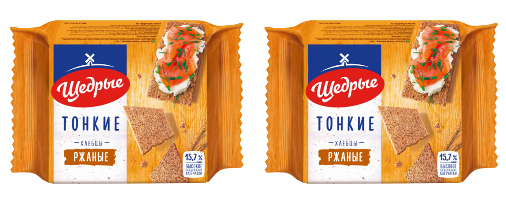 Хлебцы Щедрые, хрустящие, тонкие, ржаные, 170 гр, 2 уп