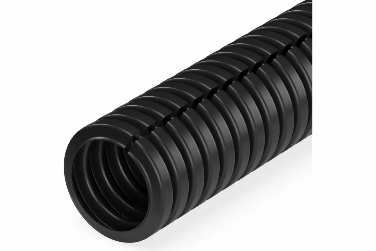 Гофрированная безгалогенная разрезная труба пп Промрукав (hf) черная dвн 5,0мм, dнар7,2мм 50м PR02.0294