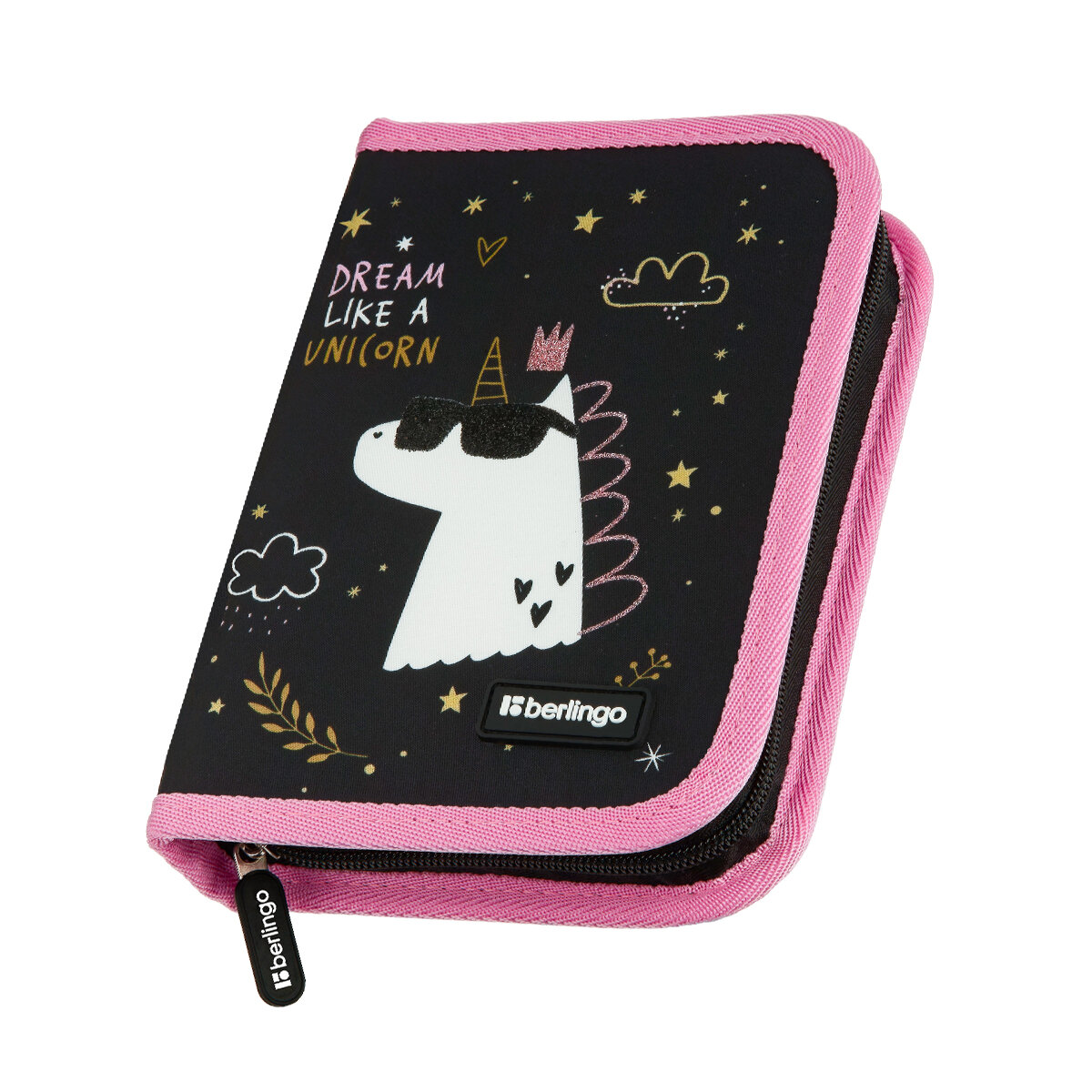 2 шт. Пенал 1 отделение, 200*140*40 Berlingo "Dream Like A Unicorn", дополнительная откидная секция, полиэстер