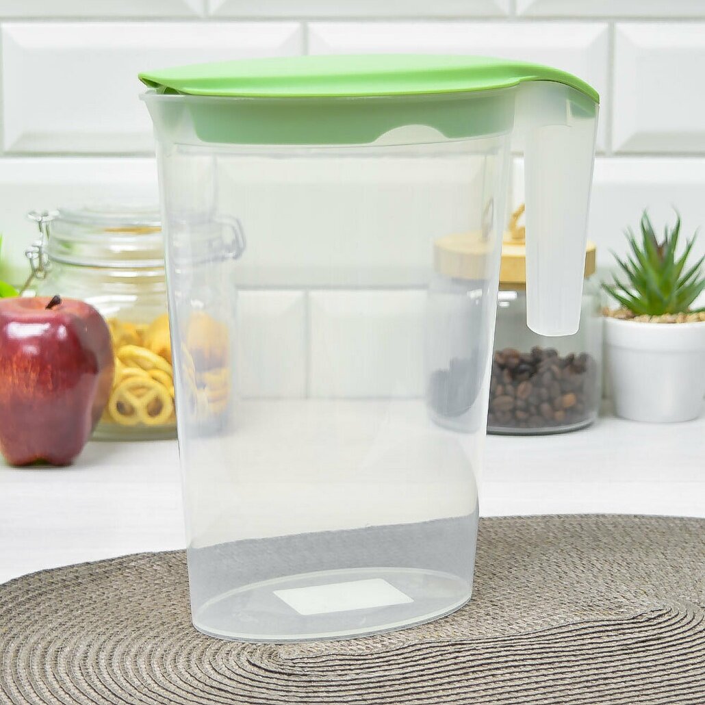 Кувшин для напитков 2л «Bergamo» с крышкой, зеленый, пластик, удобная ручка