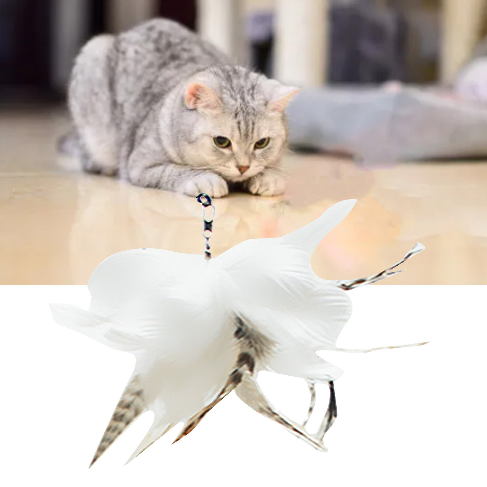 Игрушка-дразнилка для кошек, забавная интерактивная игрушка-дразнилка для котят, с пером и колокольчиком, для товаров для домашних животных, сменная головка с пушистым пером