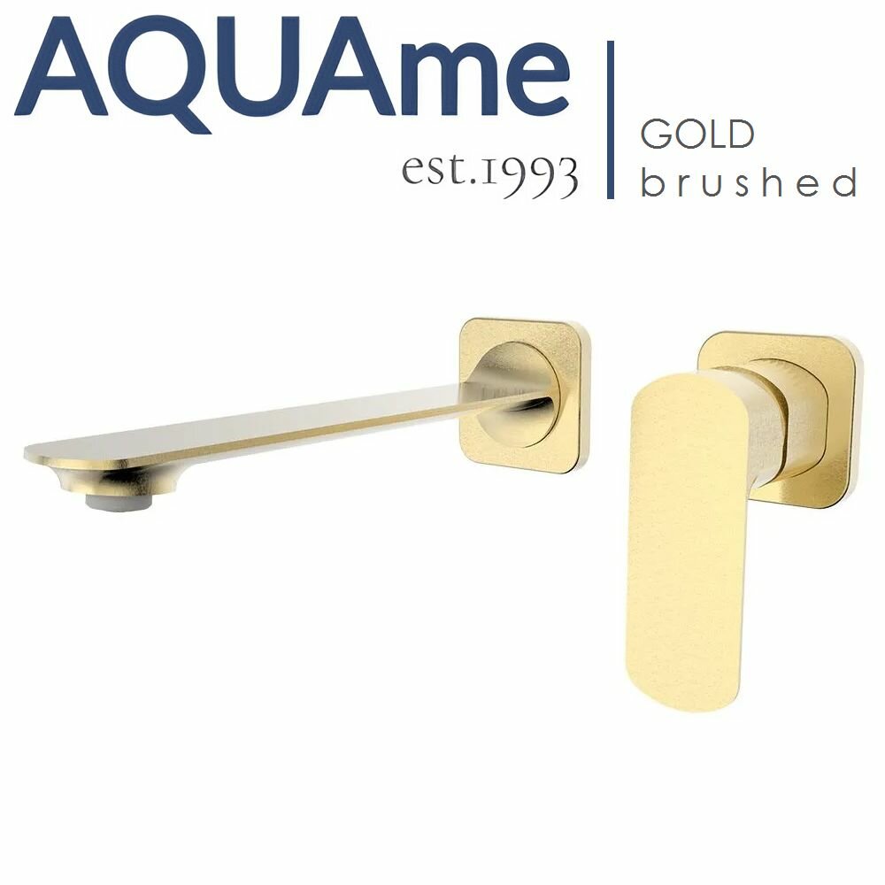 Смеситель для раковины на стену AQUAme Monza шлифованное золото AQM6315BG