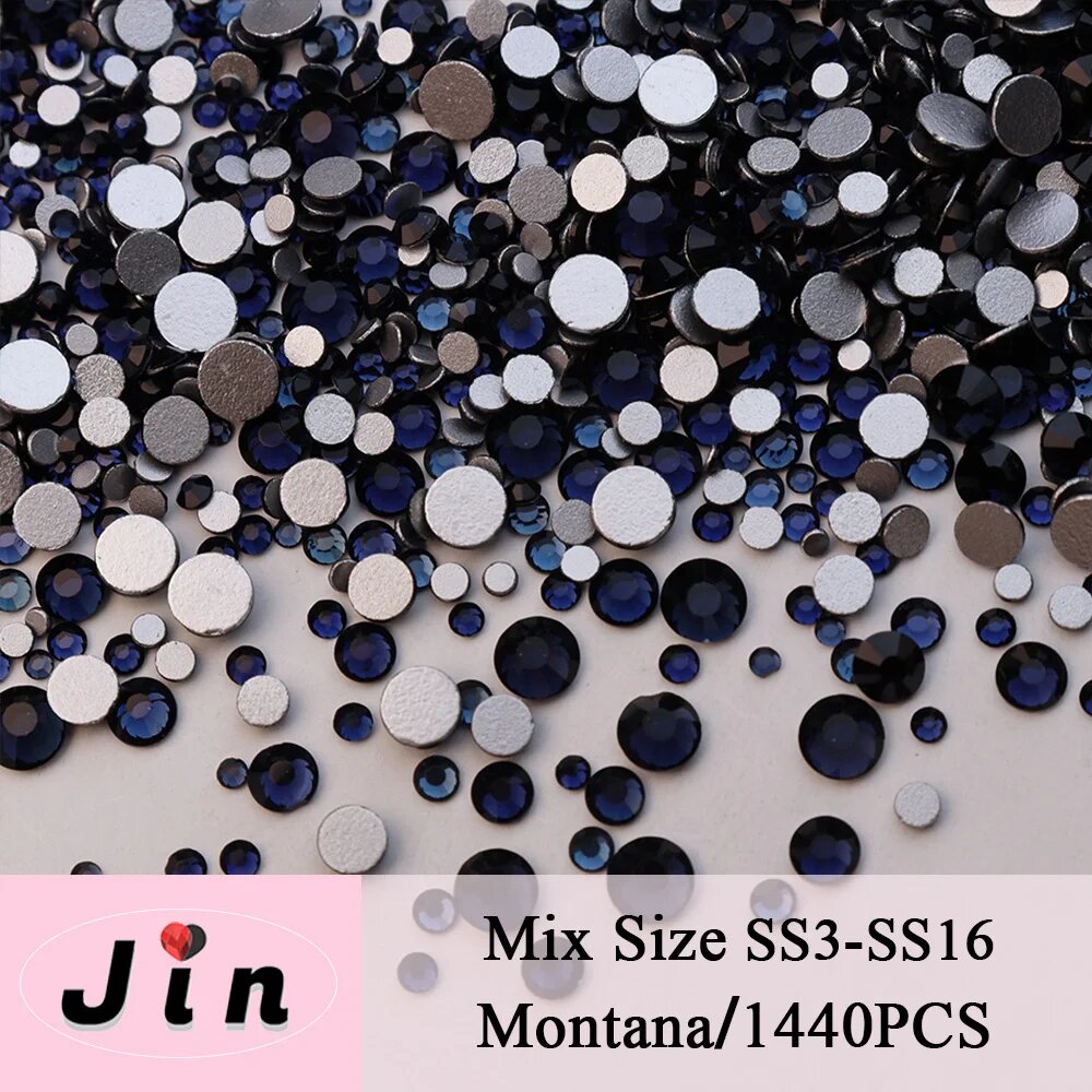 Стразы JIN, стеклянные, золотые, красные, плоские, для декорирования Темно-синий, Montana
