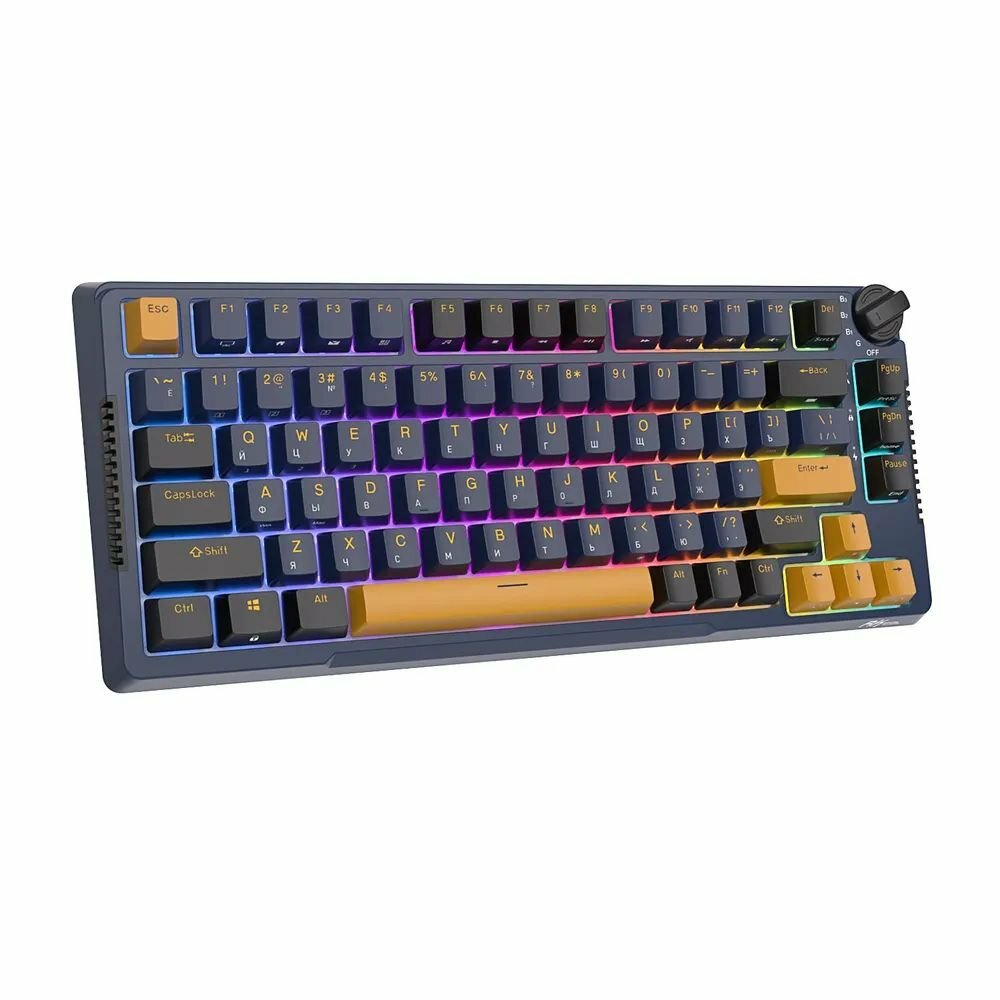 Компактная (75%) механическая клавиатура Royal Kludge RK-H81, 3 подключения, Gasket Mount, Star Night, RK Sky Cyan — фото 1