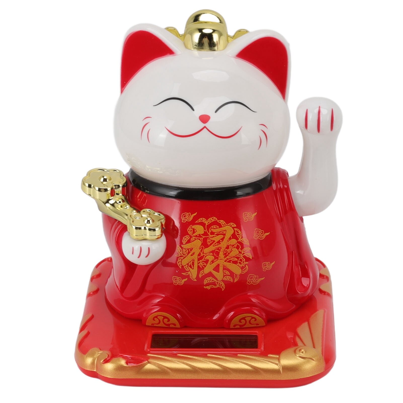 Светящаяся статуэтка кошки, машущей лапой, из пластика, в китайском стиле, для дома и автомобиля, красная.