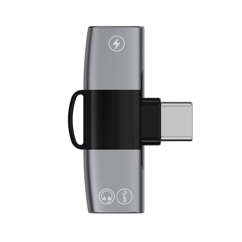 OTG 2 в 1 USB C Разветвитель типа C Разъем AUX Аудио Адаптер для наушников PD 15 Вт Многофункциональный зарядный адаптер для iPhone 16 Samsung S24, Grey
