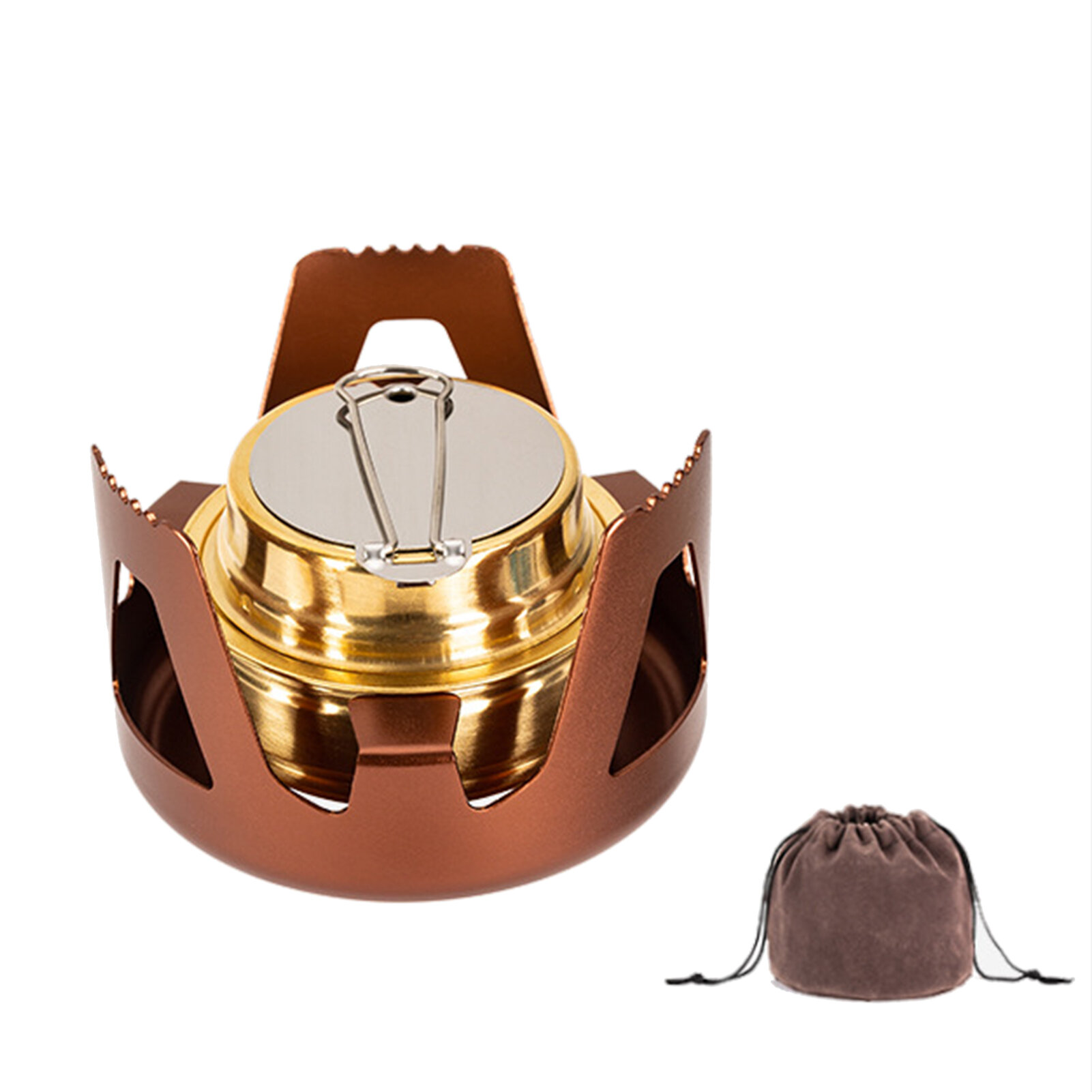 Портативная спиртовая горелка, маленькая латунная спиртовая горелка с алюминиевой подставкой, сверхлегкая кухонная утварь для кемпинга, пешего туризма, пикника