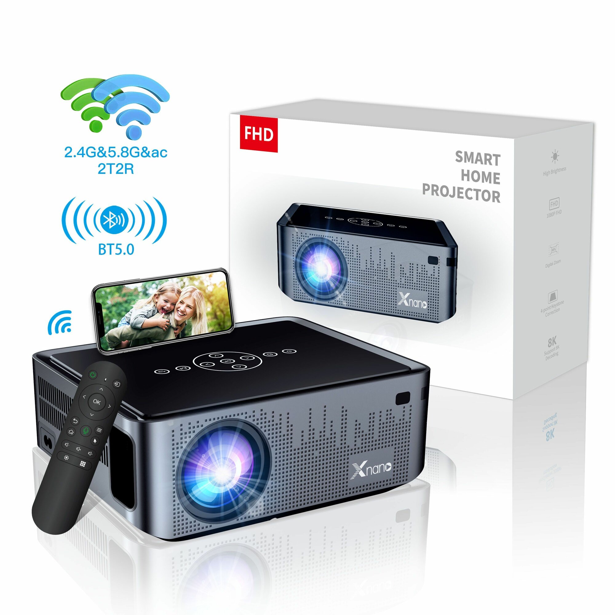 Умный проектор X1 PRO Android 9 2.4/5G WiFi BT5.0 Dolby Audio для домашнего кинотеатра 12000 люмен проектор для домашнего Android TV