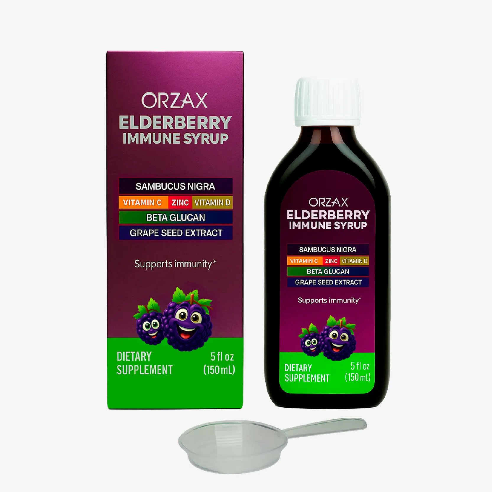 Orzax Elderberry Immune Syrup, Иммуно сироп с бузиной 150 мл